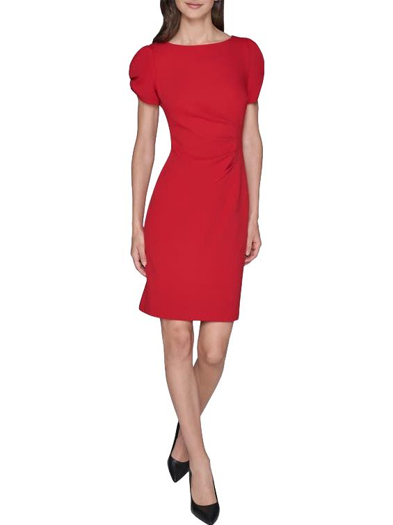 KARL LAGERFELD PARIS Short Sleeve Crepe Sheath Dress